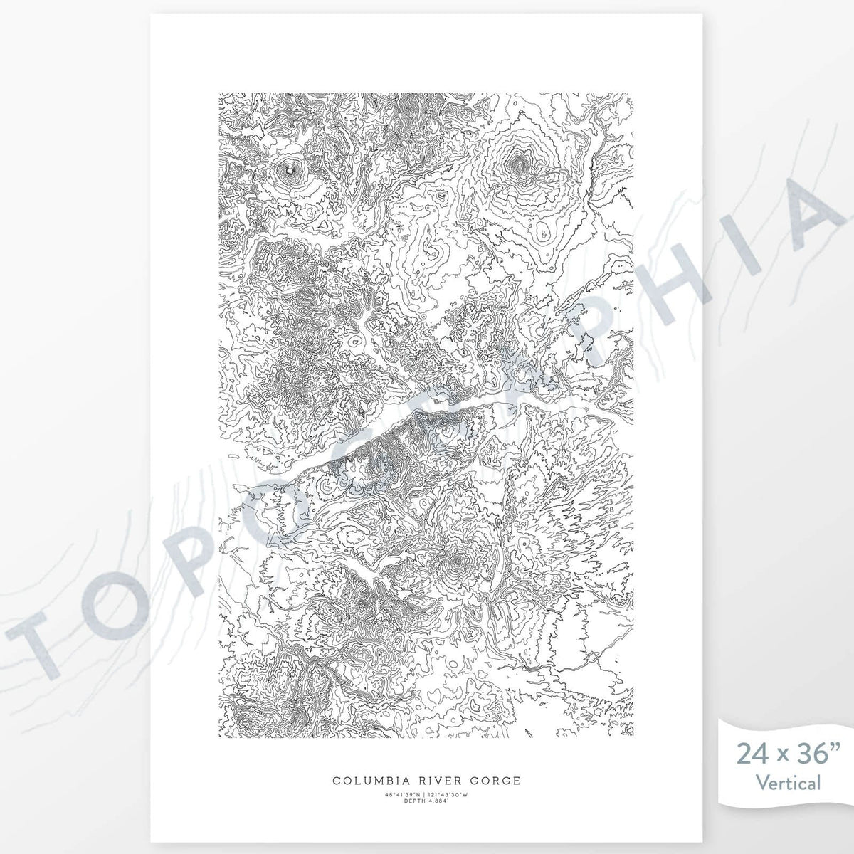 Columbia River Gorge Poster | Decorative Topographic Map Art