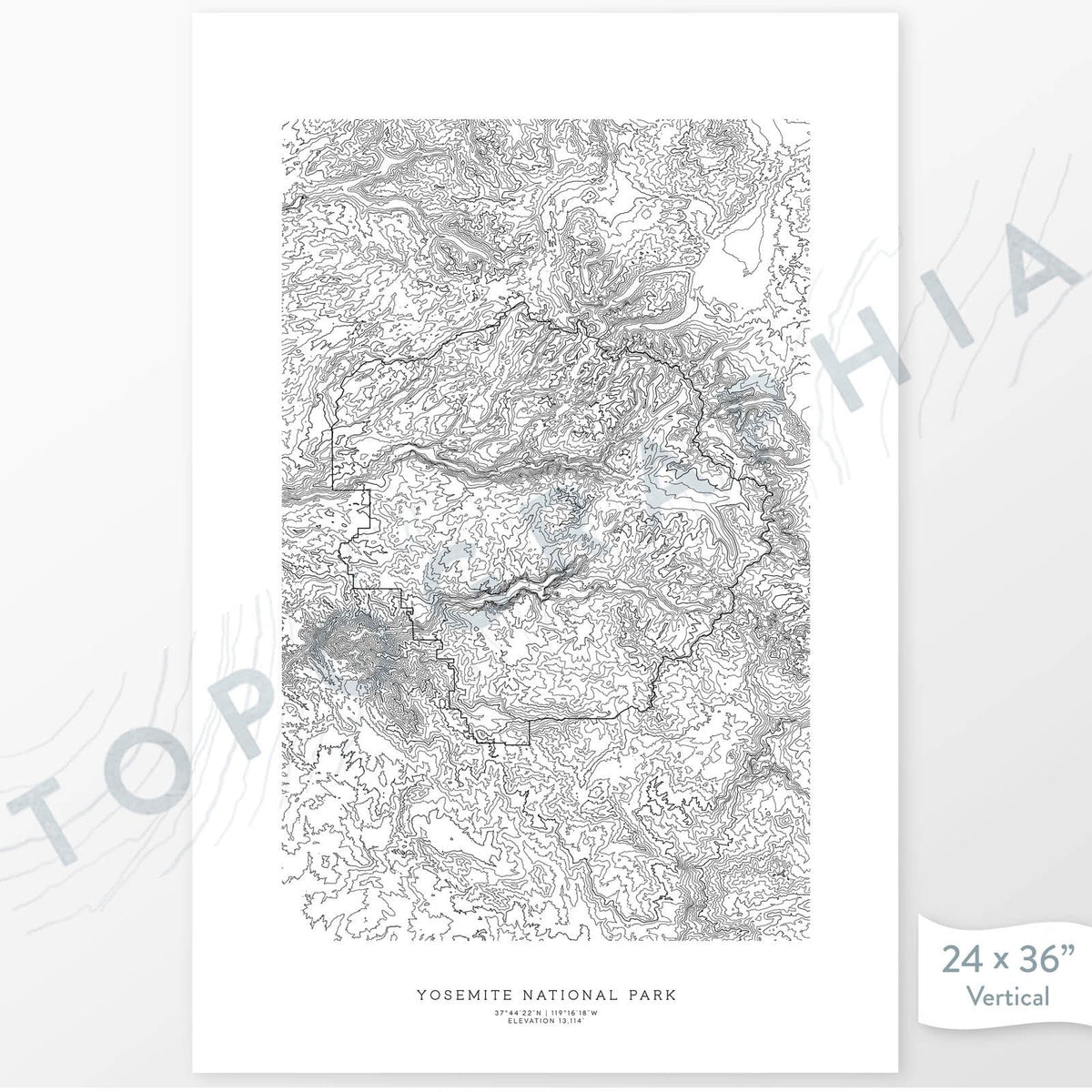 Yosemite National Park Elevation Map - Canvas - glwec.in